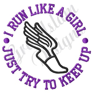Track Run Like A Girl - Machine Embroidery Design - Etsy