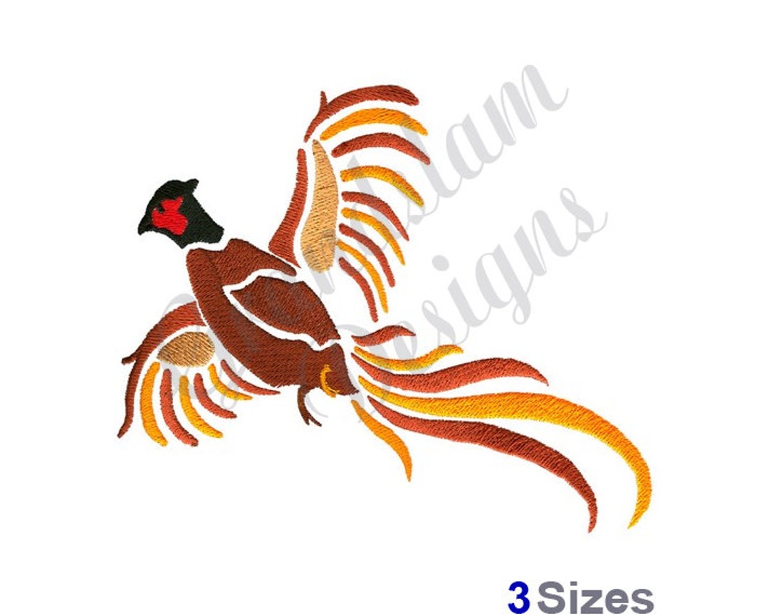 Flying Pheasant - Machine Embroidery Design - Etsy
