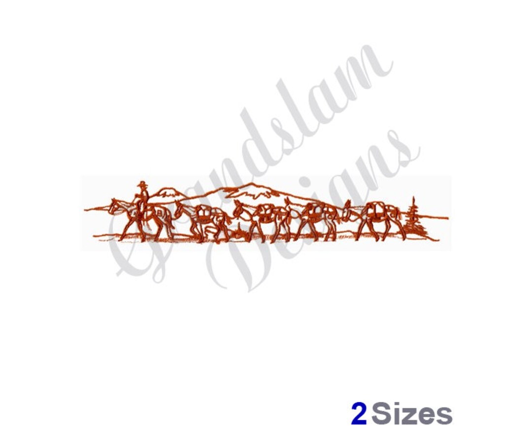 Mule Train Outline - Machine Embroidery Design - Etsy