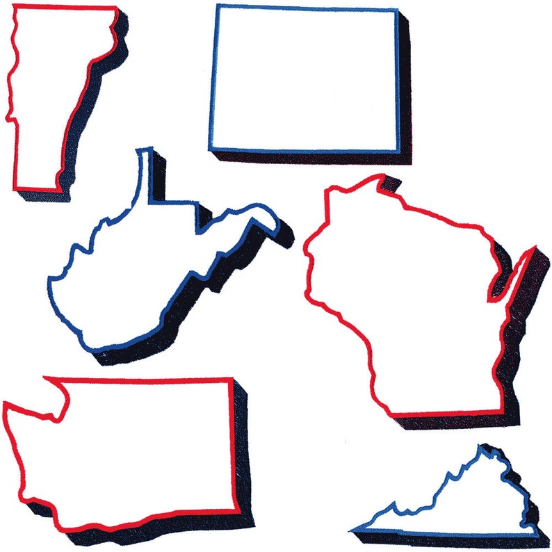 50 State Outlines in 2 Sizes Machine Embroidery Design | Etsy