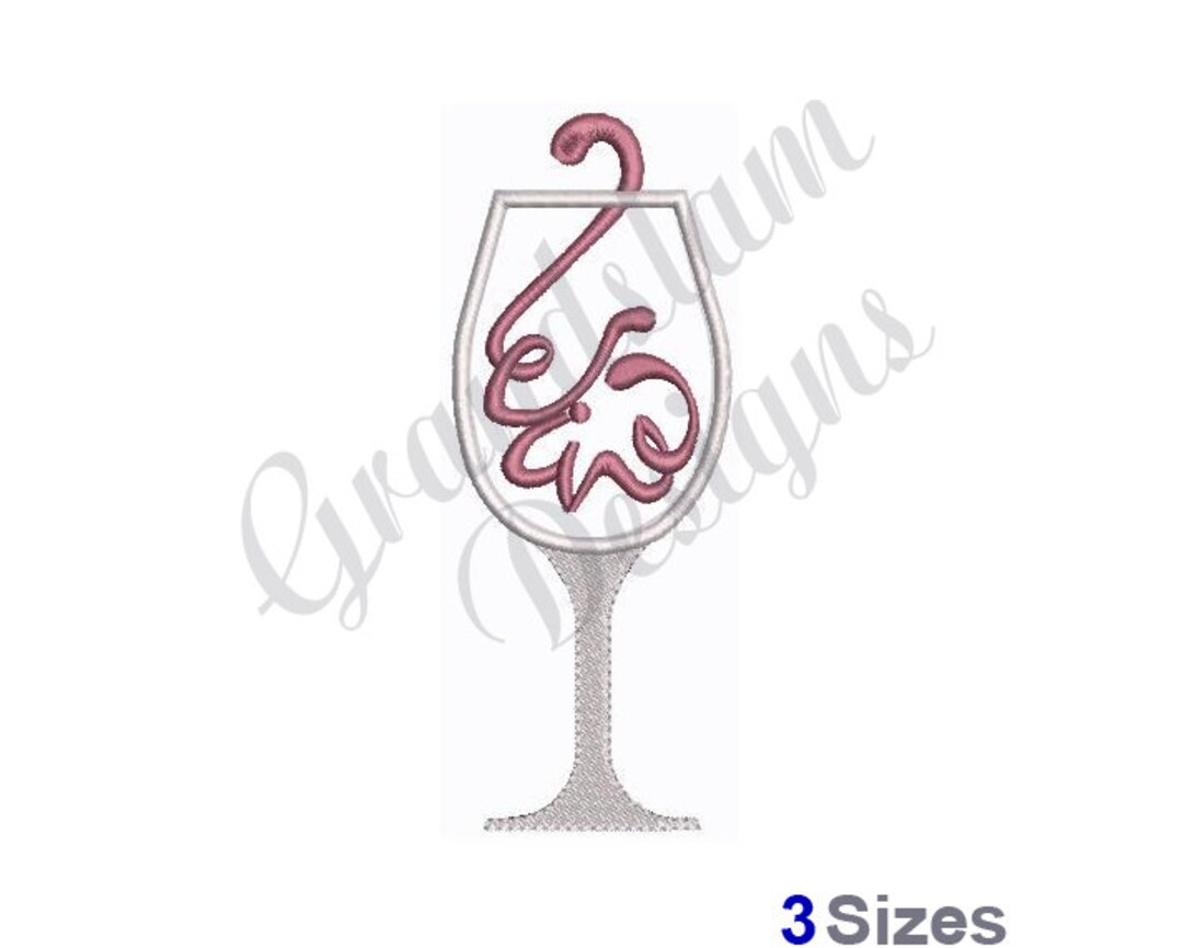 Wine Glass - Machine Embroidery Design - Etsy
