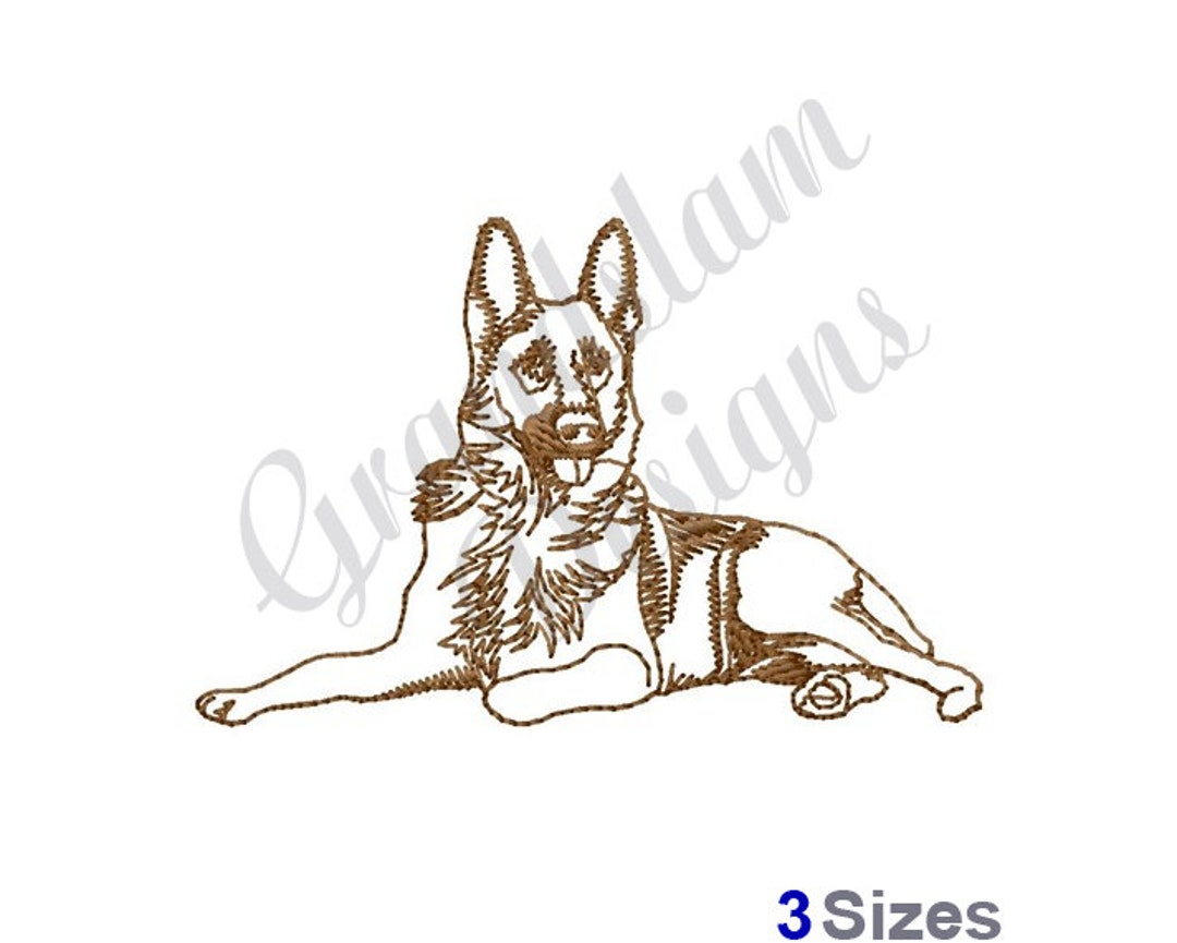 German Shepherd Outline - Machine Embroidery Design, Embroidery Designs ...