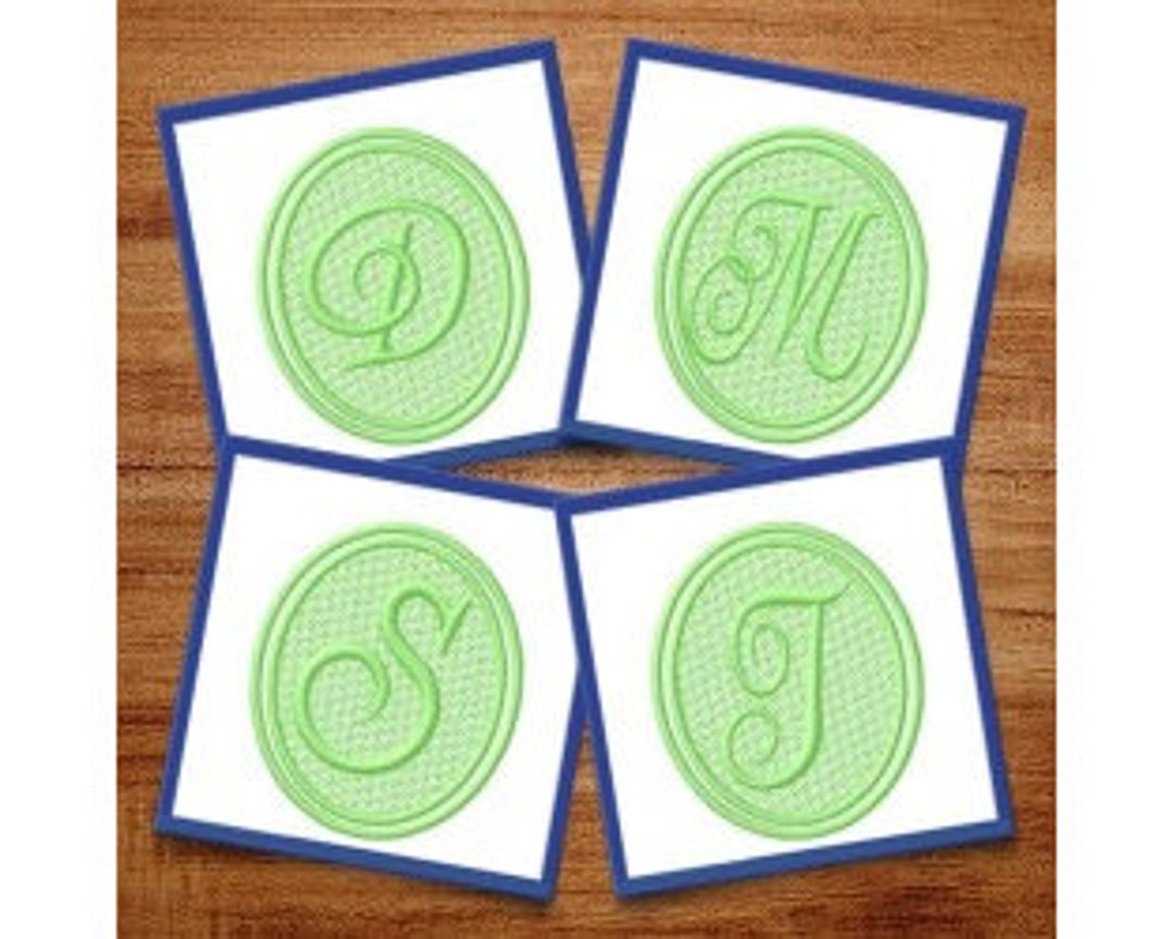 Embossed Oval Monogram Font Machine Embroidery Font - Etsy