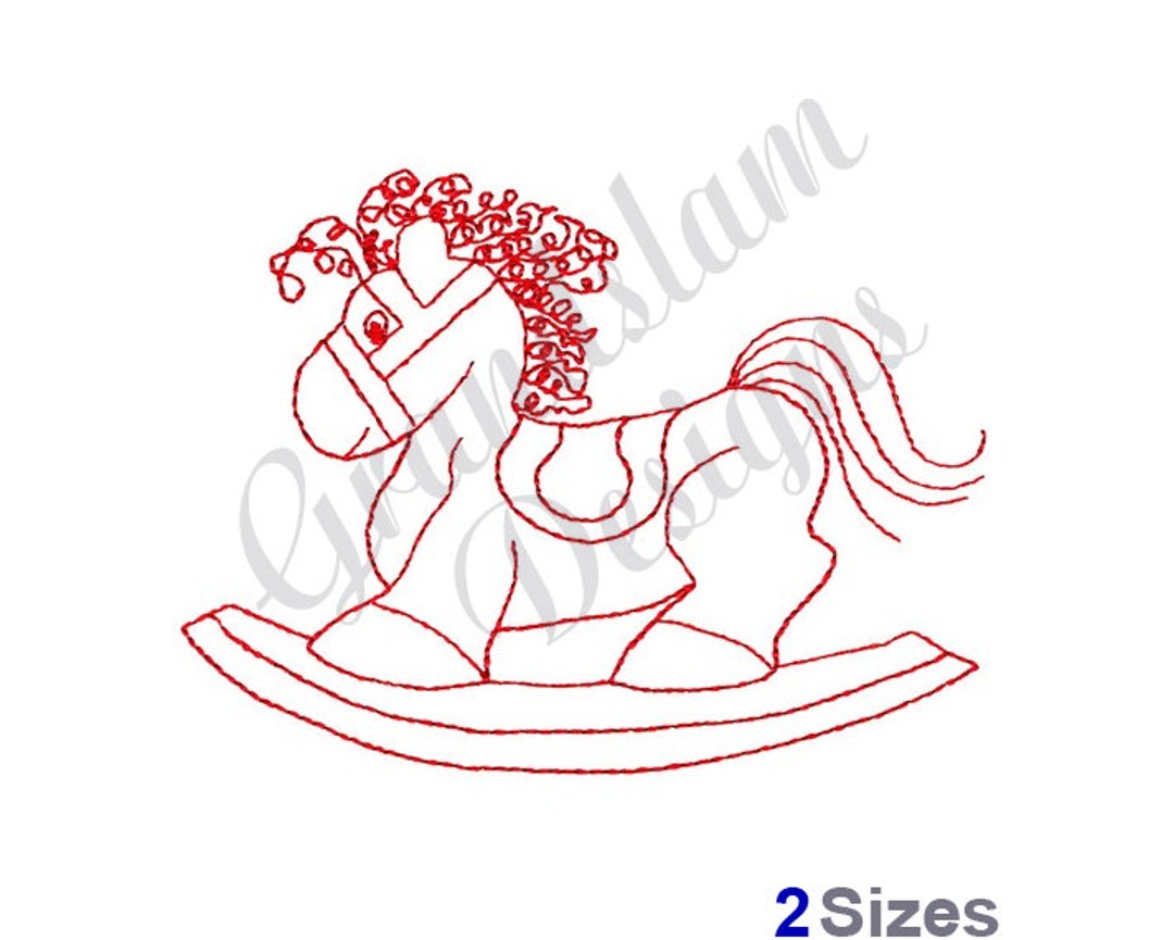 Rocking Horse Redwork - Machine Embroidery Design, Embroidery Designs ...