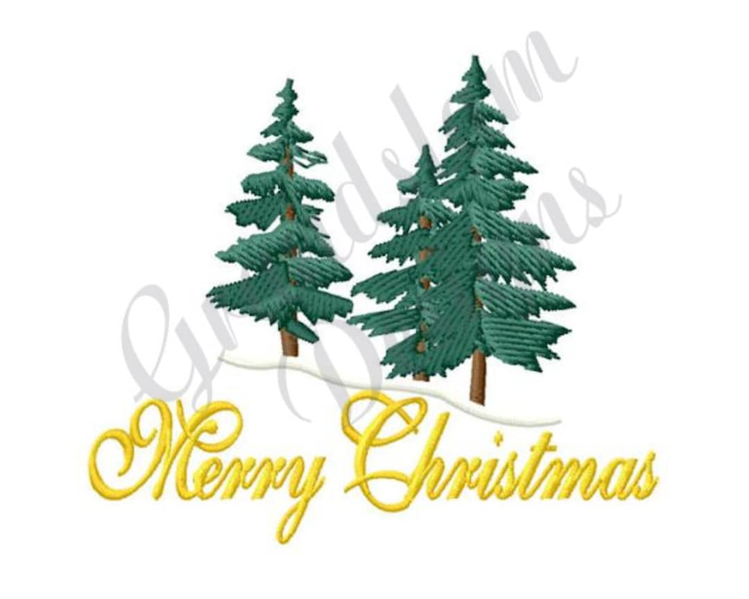 Merry Christmas Pine Trees - Machine Embroidery Design - Etsy
