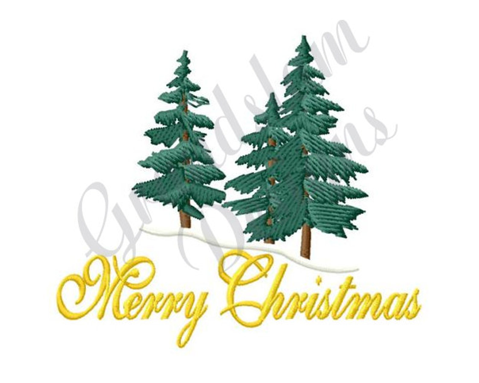 Merry Christmas Pine Trees Machine Embroidery Design - Etsy