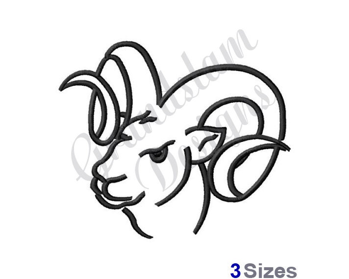 Ram Outline Machine Embroidery Design Embroidery Designs | Etsy