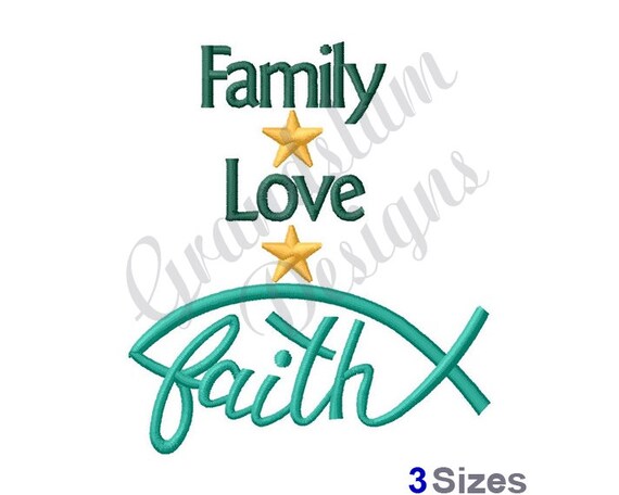 Family Love Faith Machine Embroidery Design Embroidery | Etsy