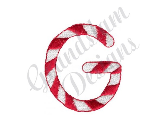 Candy Cane Letter G Machine Embroidery Design Embroidery | Etsy