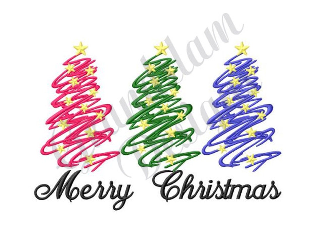 Merry Christmas Trees - Machine Embroidery Design - Etsy