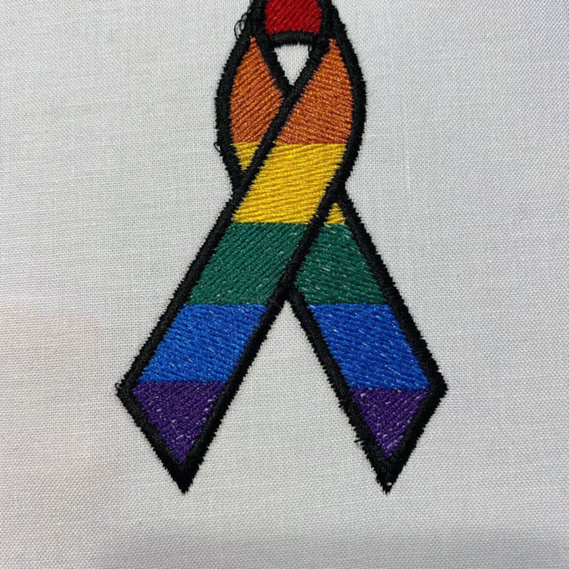 Rainbow Ribbon Machine Embroidery Design | Etsy