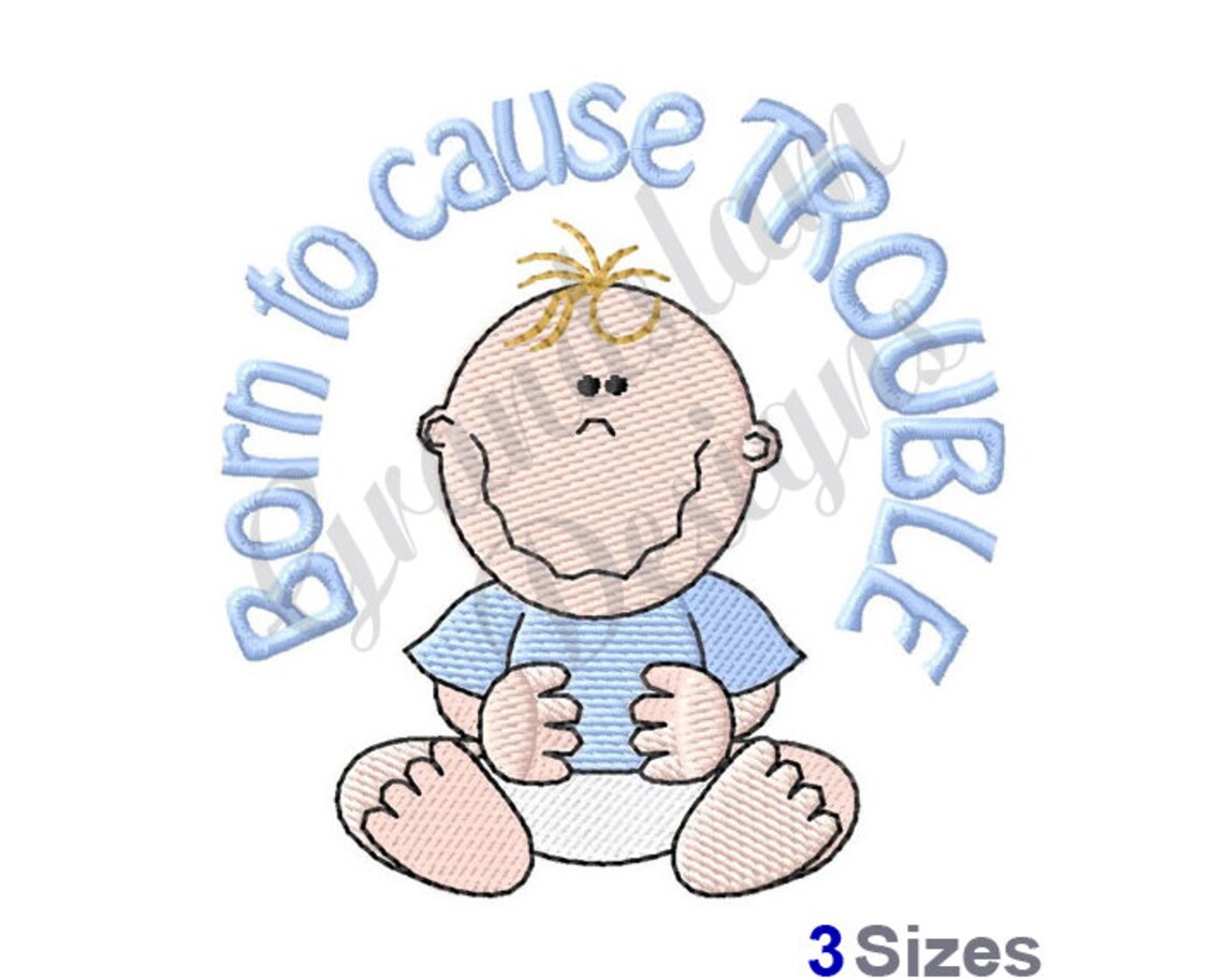 Baby Causing Trouble Machine Embroidery Design - Etsy