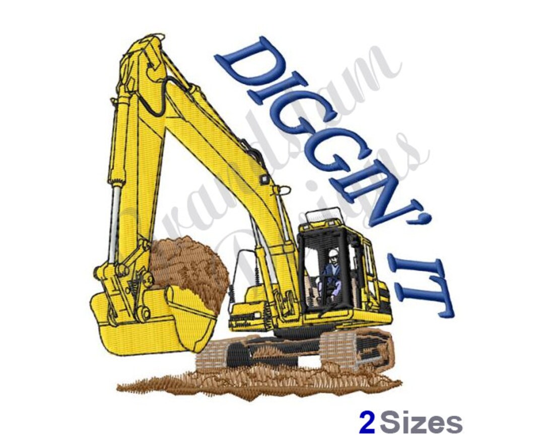 Excavator Digger Machine Embroidery Design, Embroidery Designs, Machine ...