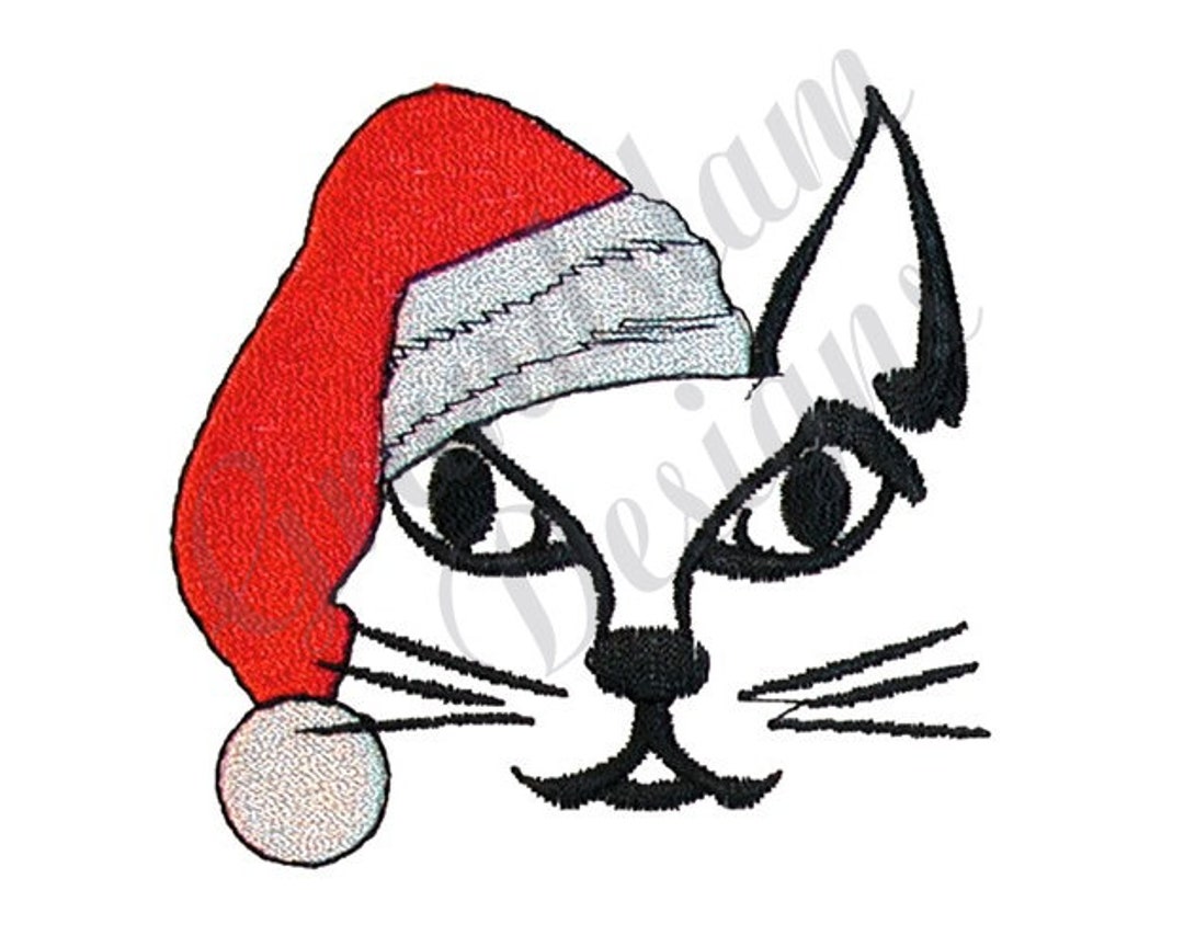 Santa Cat Machine Embroidery Design - Etsy