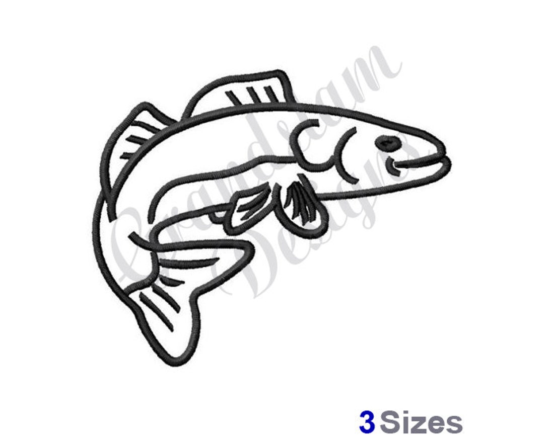 Walleye Fish Outline - Machine Embroidery Design - Etsy
