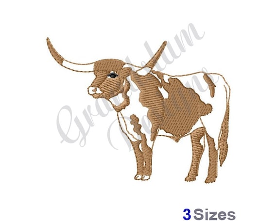 Longhorn Outline Machine Embroidery Design Embroidery | Etsy