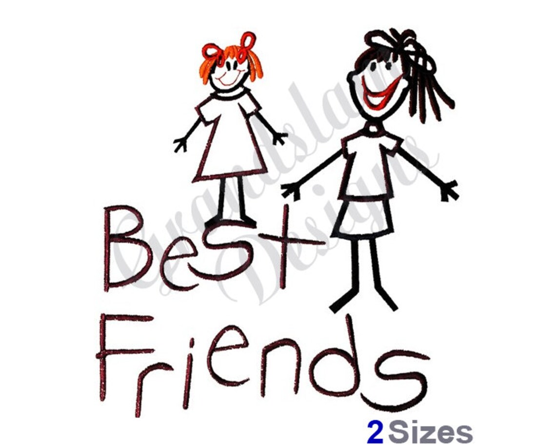 Best Friends Outline Machine Embroidery Design Embroidery - Etsy UK