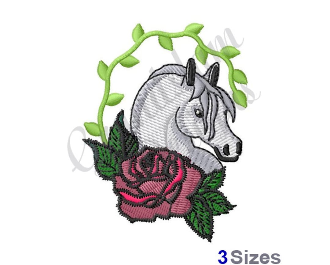 Rose Horse Head - Machine Embroidery Design - Etsy