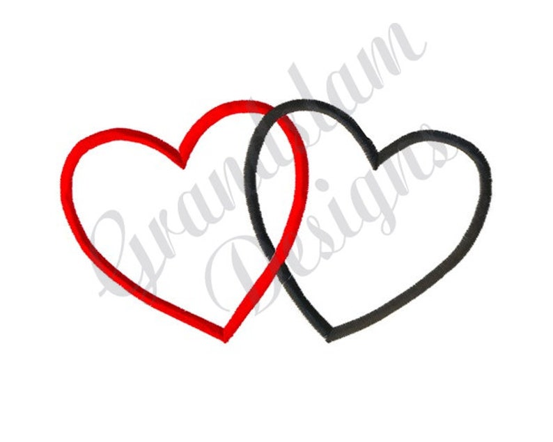 Two Hearts Machine Embroidery Design – Interlocking Hearts (6x10 Hoop ...