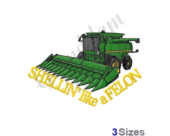 Green Combine Machine Embroidery Design | Etsy