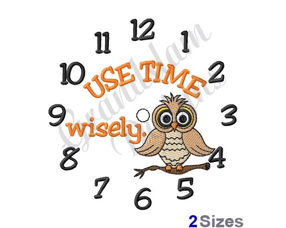 Owl Clock Face Machine Embroidery Design | Etsy