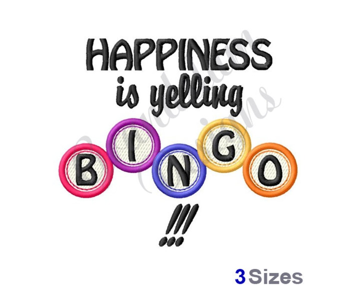 Bingo Happiness - Machine Embroidery Design - Etsy