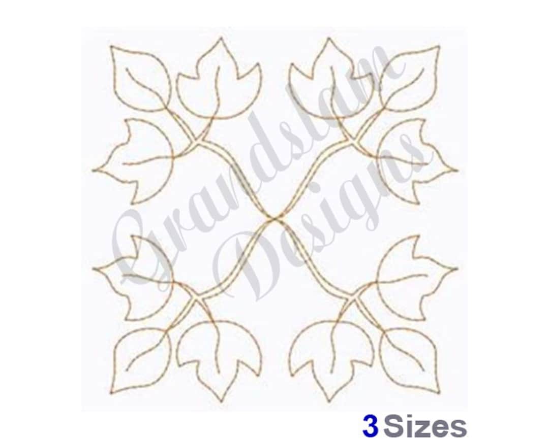 Motif de broderie Machine contour feuilles (téléchargement numérique ...