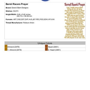 Barrel Racers Prayer - Machine Embroidery Design - Etsy