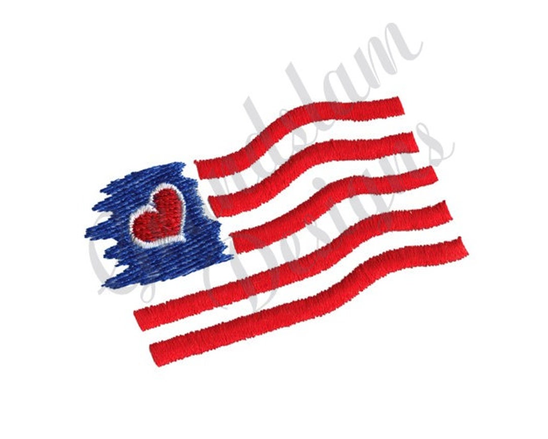 Heart American Flag - Machine Embroidery Design - Etsy