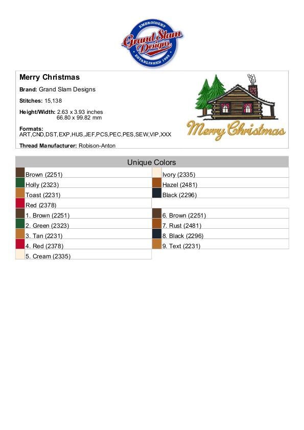 Merry Christmas Log Cabin Machine Embroidery Design - Etsy