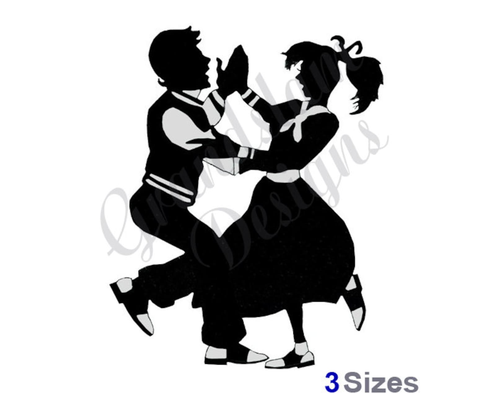 Jitterbug Dance Silhouette Machine Embroidery Design - Etsy