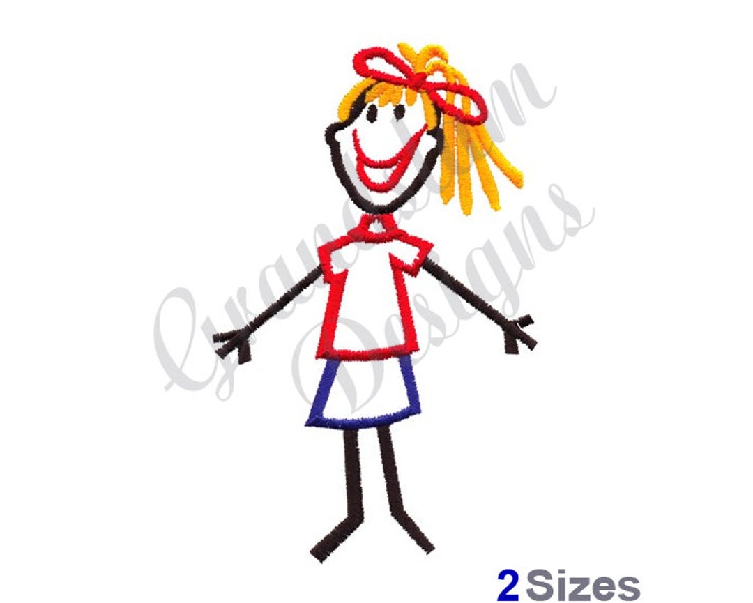 Stick Girl Machine Embroidery Design - Etsy