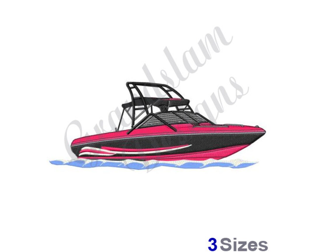Ski Wake Boat - Machine Embroidery Design, Embroidery Designs, Machine ...