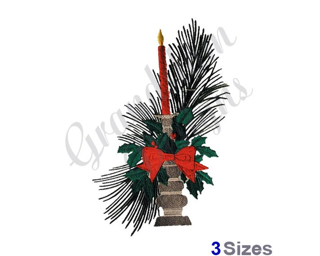 Christmas Candle - Machine Embroidery Design - Etsy