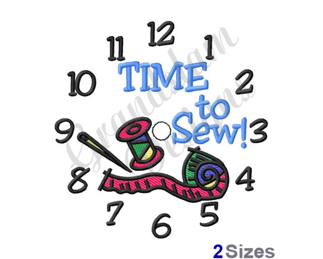 Time to Sew Clock Face - Machine Embroidery Design, Embroidery Designs ...