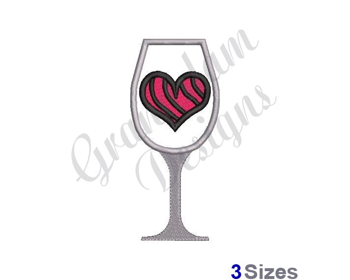 Glass With Heart -machine Embroidery Design, Embroidery Designs ...