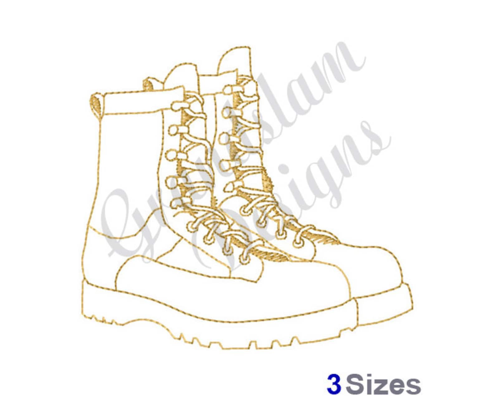 Combat Boots Outline - Machine Embroidery Design, Embroidery Designs ...