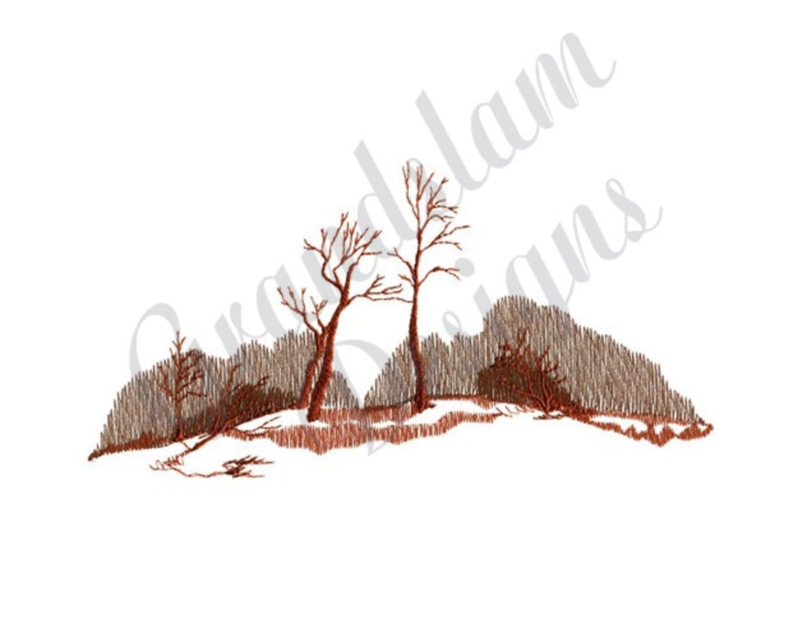 Winter Tree Scene Machine Embroidery Design Embroidery - Etsy