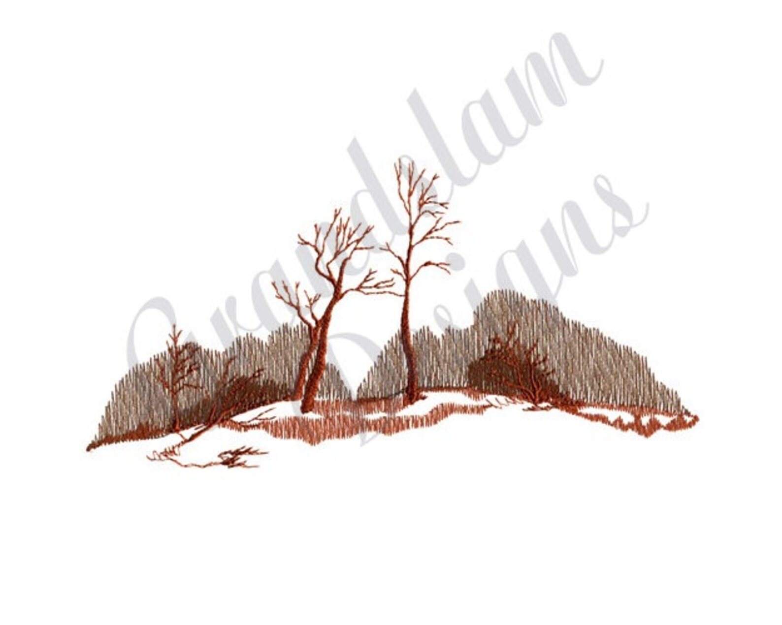 Winter Tree Scene Machine Embroidery Design, Embroidery Designs ...