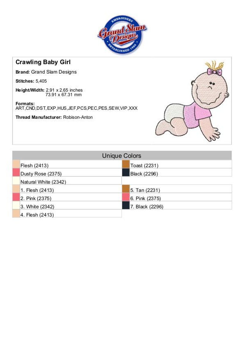 Crawling Baby Girl Machine Embroidery Design | Etsy