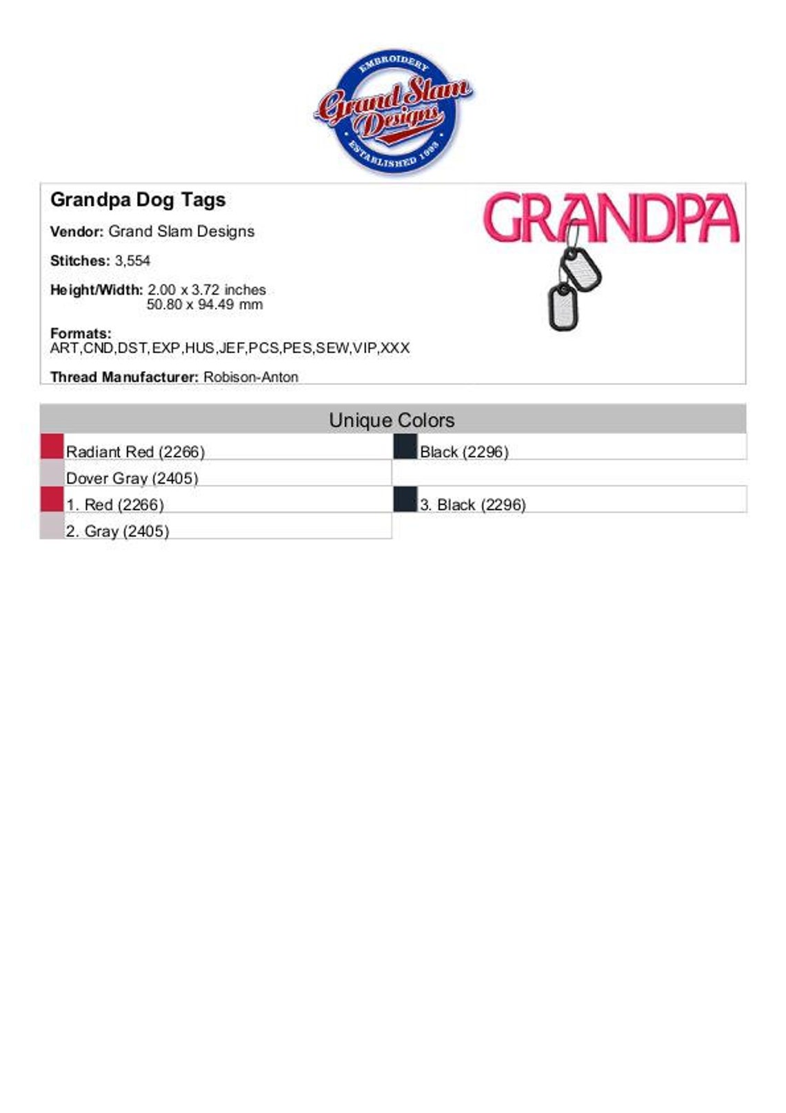 Grandpa Dog Tags - Machine Embroidery Design - Etsy