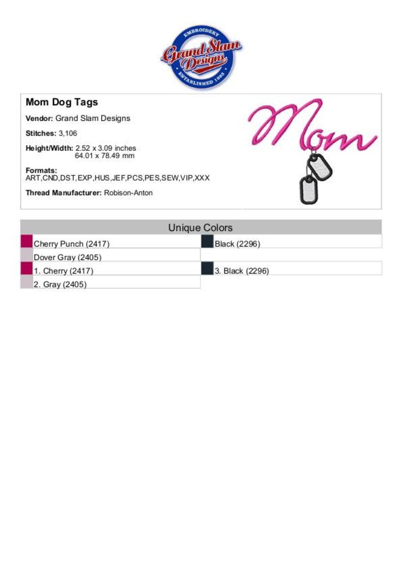 Mom Dog Tags Machine Embroidery Design (instant Download) - Etsy