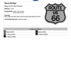 Route 66 Sign - Machine Embroidery Design - Etsy