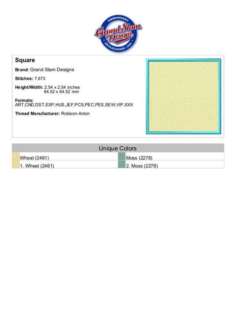 Square Machine Embroidery Design | Etsy
