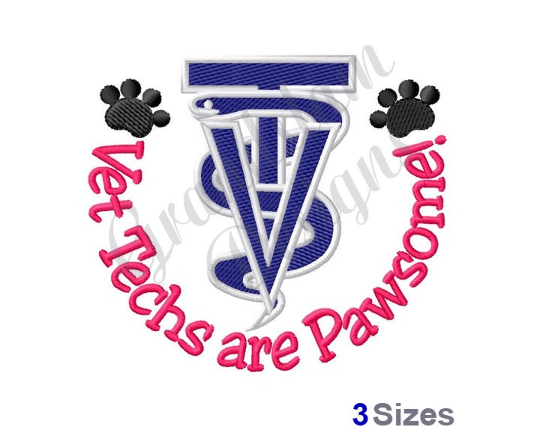 Vet Techs Pawsome - Machine Embroidery Design - Etsy