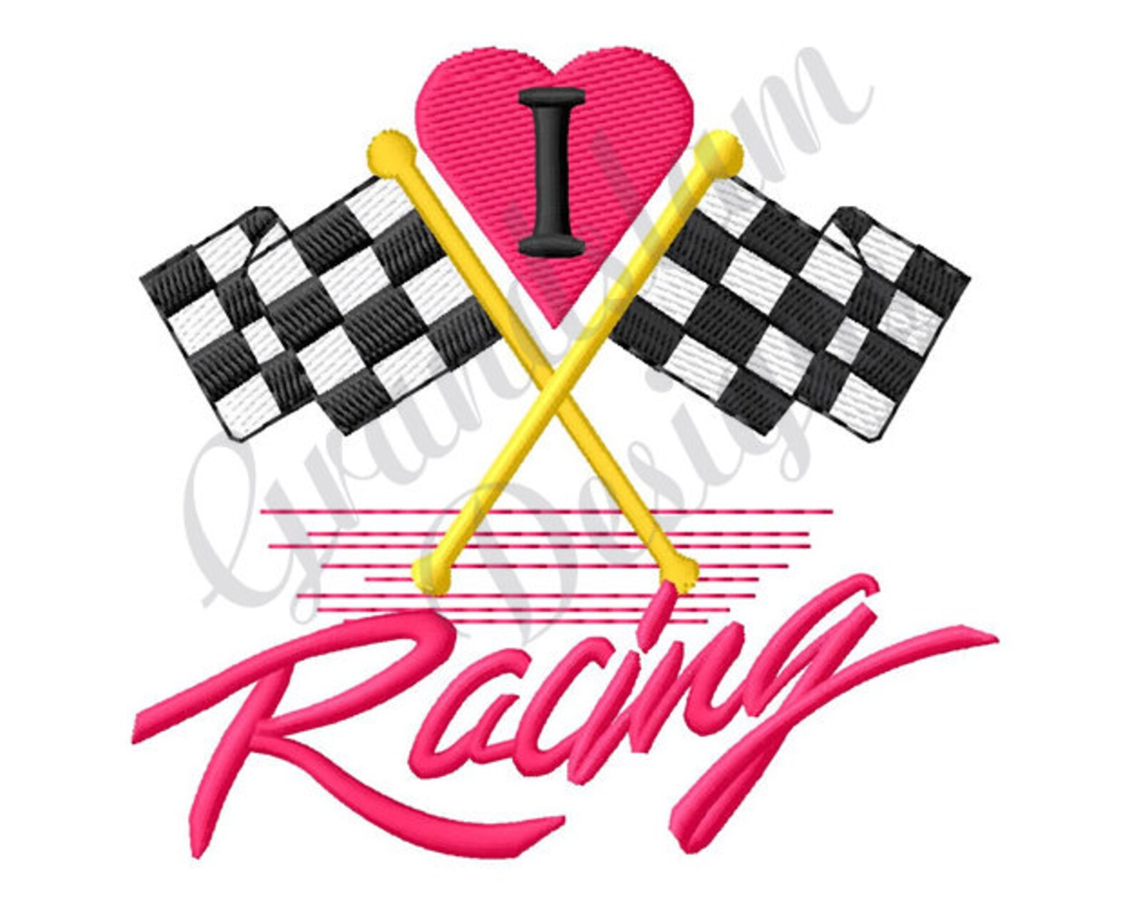 I Love Racing Machine Embroidery Design - Etsy