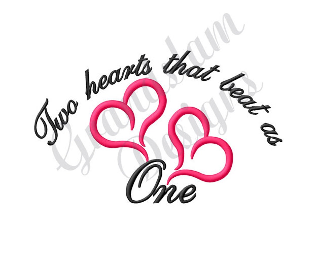 Two Hearts That Beat as One - Machine Embroidery Design, Embroidery ...