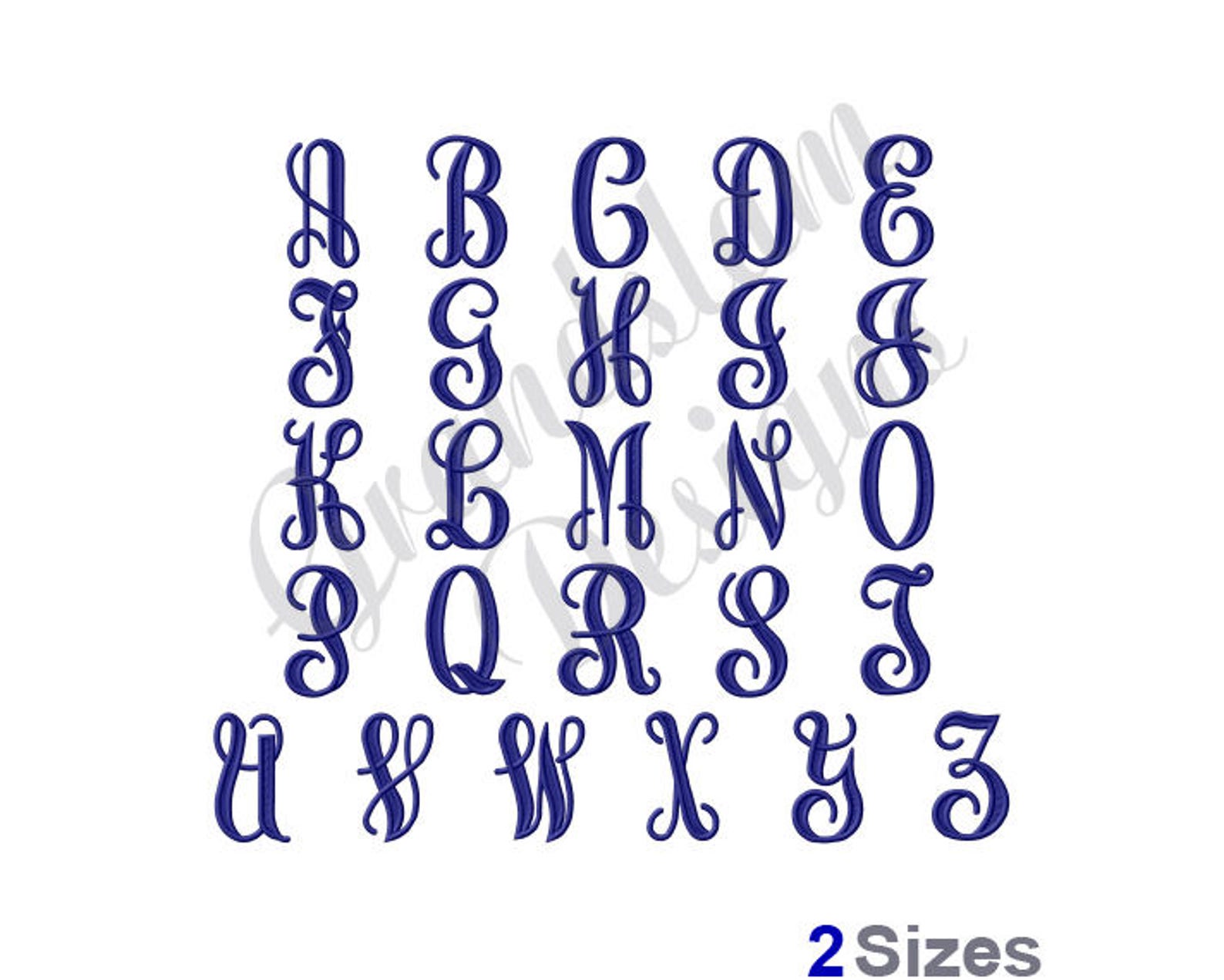 Vine Monogram Embroidery Font Set – Sweetheart Alphabet (digital ...