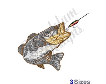 Large Mouth Bass Machine Embroidery Design 3 Sizes - Etsy