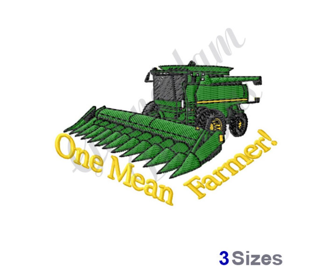 Green Combine Machine Embroidery Design | Etsy